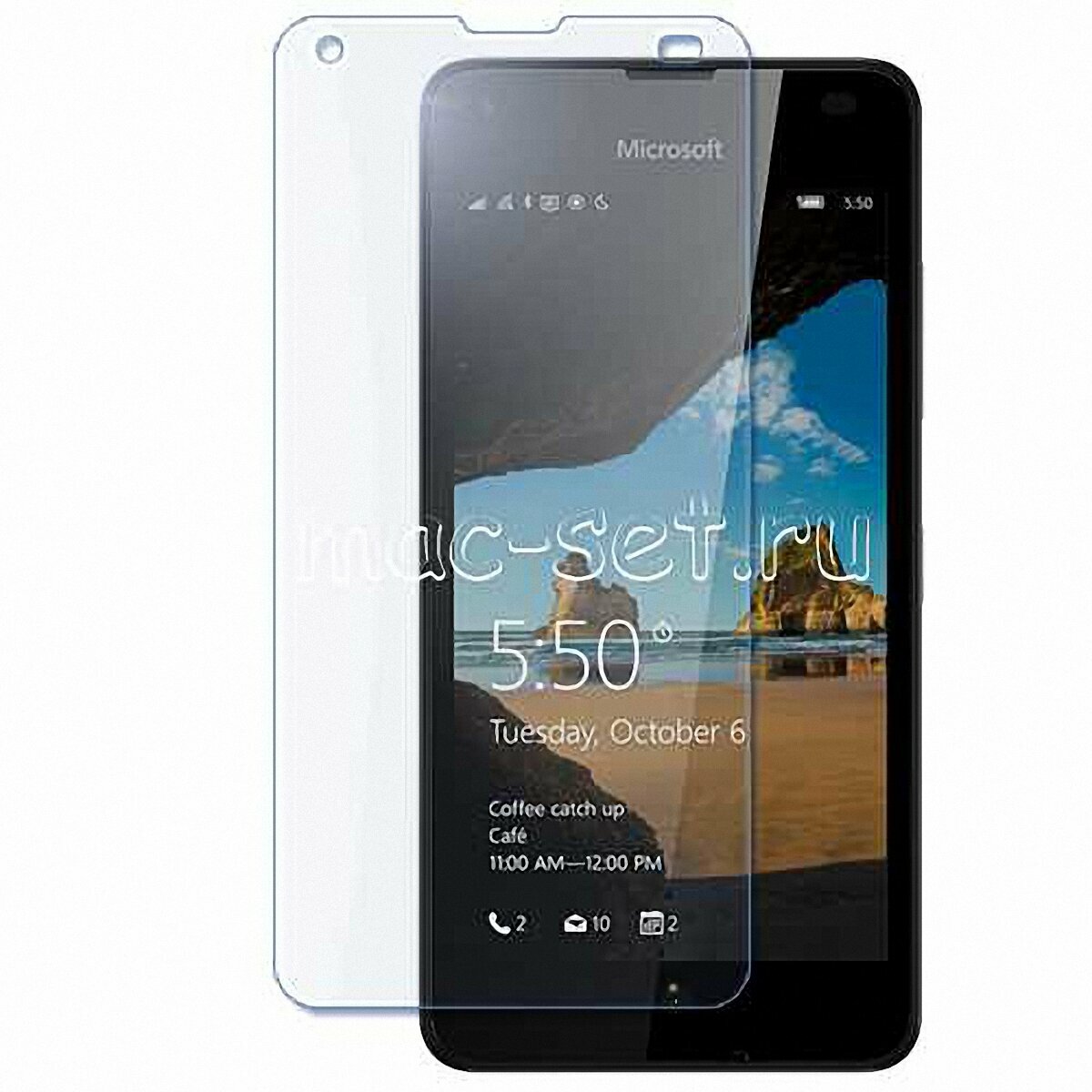 Защитное стекло для Microsoft Lumia 550 прозрачное на плоскую часть экрана