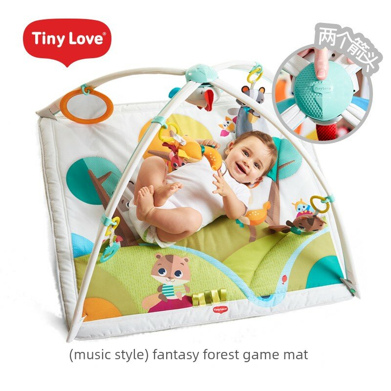 Gymini Deluxe FOREST Collection Музыкальный игровой коврик для младенцев 3-6 месяцев, без батареек AA (3 шт.), дизайн с