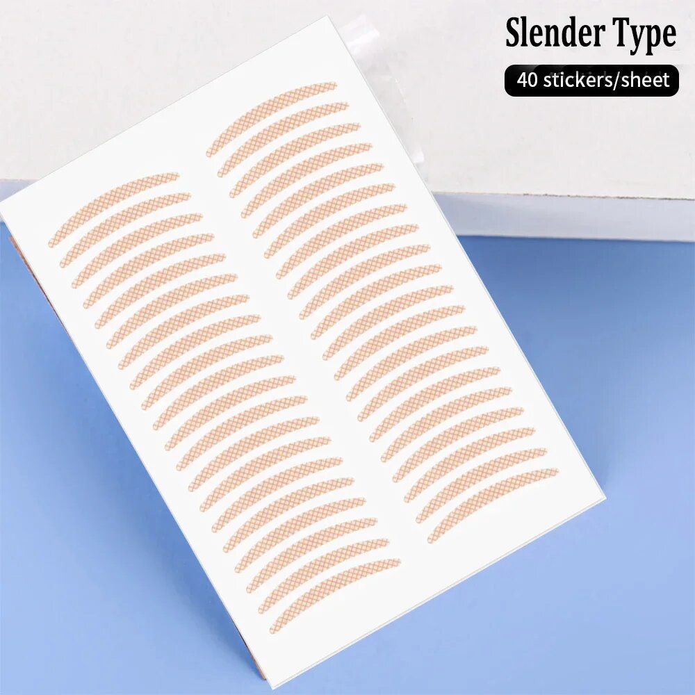 40 шт, наклейка с двойным веком, невидимая складная кружевная паста для век, прозрачная бежевая полоска, самоклеящаяся натуральная лента для глаз, инструмент для макияжа