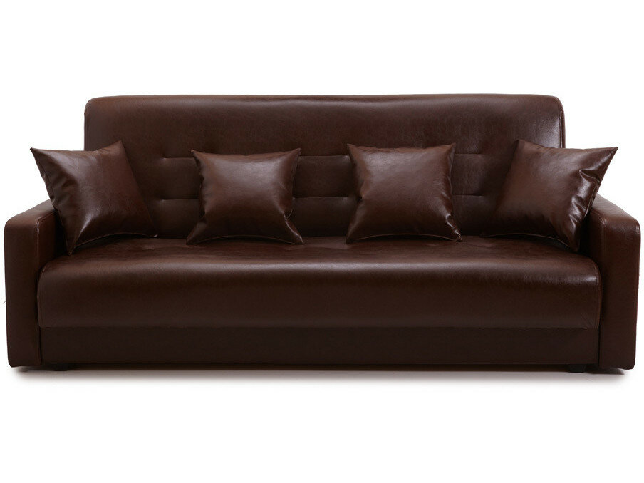 Раскладной диван, механизм книжка, сп. место 120х190 см, экокожа коричневый