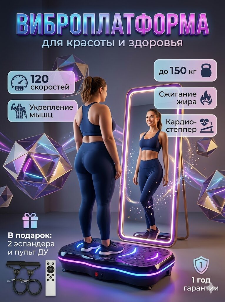 Виброплатформа для похудения тренажер до 200 кг С блютуз，регулировка амплитуды, 49 программ