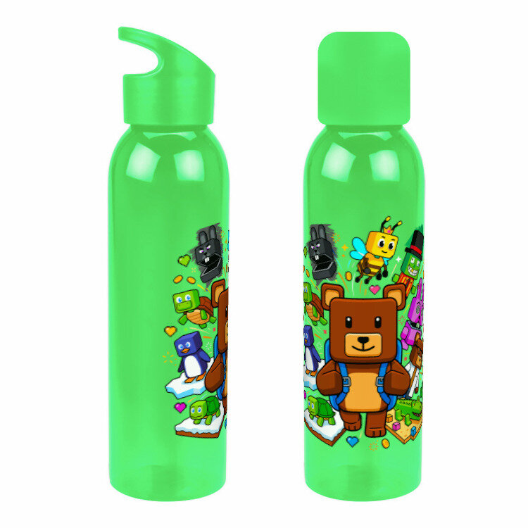 Бутылка для воды «super bear adventure супер беар адвенчер SBA мишка» (зеленое яблоко)