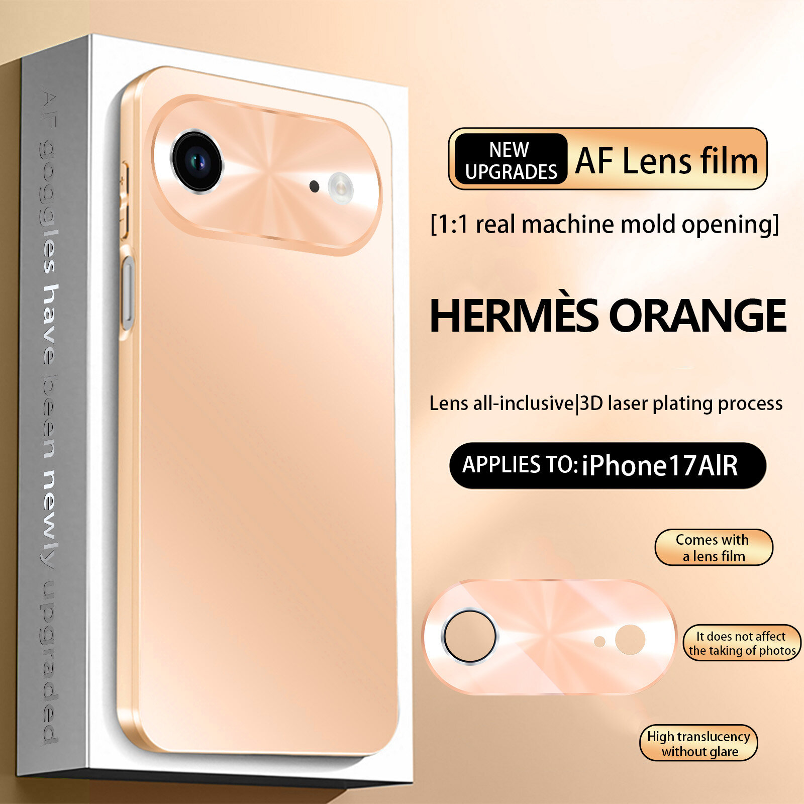 Чехол Для Apple iPhone 17 Air / Айфон 17 Air, soft touch, чехол-кардиомонитор, поликарбонат (PC), защита камеры, ударопрочный, усиленные углы, Apple, Apple iPhone 17 Air, orange,