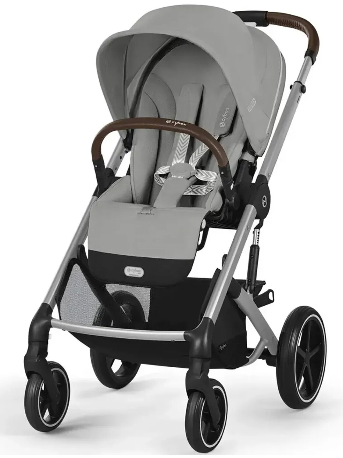 Коляска прогулочная Cybex Balios S Lux SLV Stone Grey с дождевиком