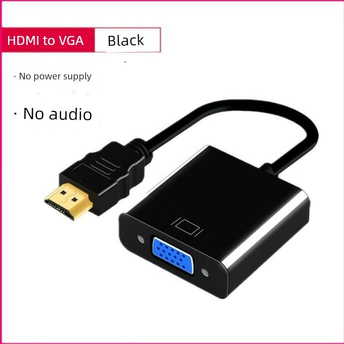 Черный HDMI-в-VGA переходник без аудио и питания, кабель 0,5 м для ноутбука монитора проектора