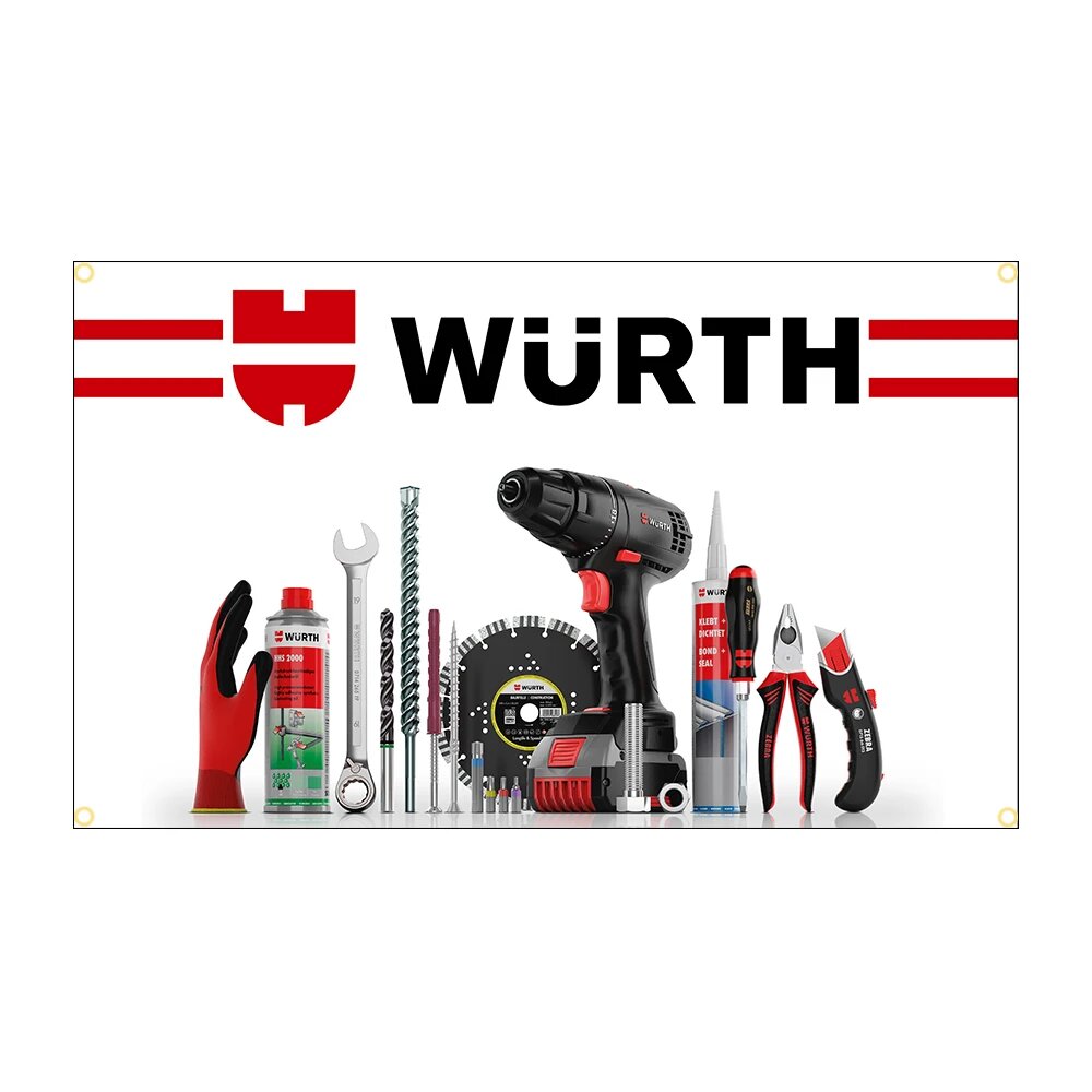 Флаг Wurth 90x150 см, полиэстер, 60x90 см, цвет 4 Grommets