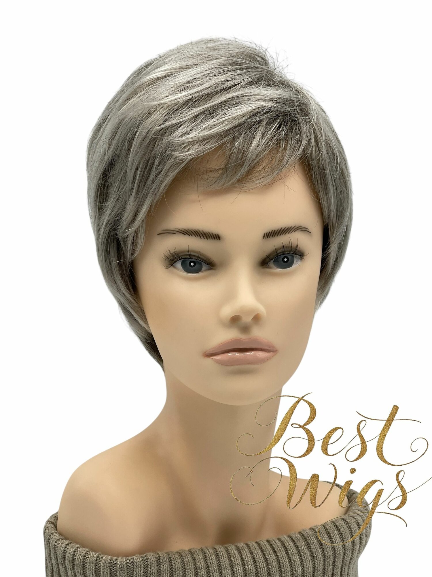 Парик Best Wigs, женский, седой, короткая стрижка, термостойкий, 100 г