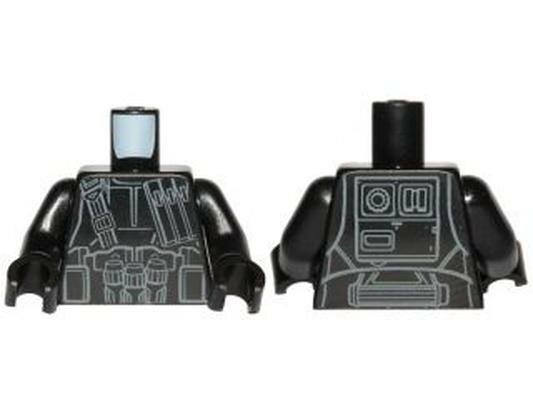 Деталь Lego 973pb2545c01 Torso SW Imperial Death Trooper Armor with Ammo Pouch, Grenades, and Diagonal Belt Pattern / Black Arms / Black Hands