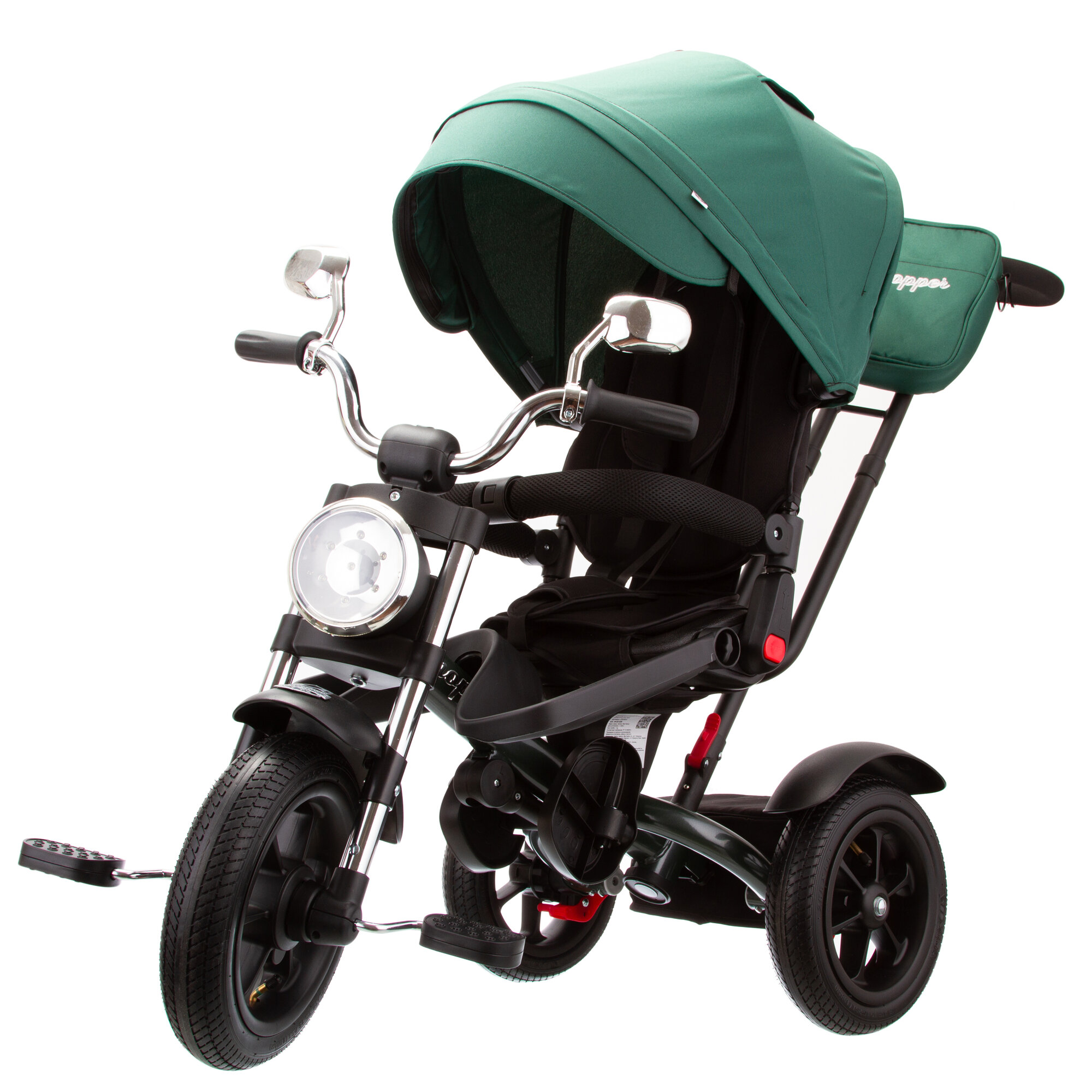 Детский трехколесный велосипед Chopper, прогулочная коляска (родительская ручка, сумочка, козырек)