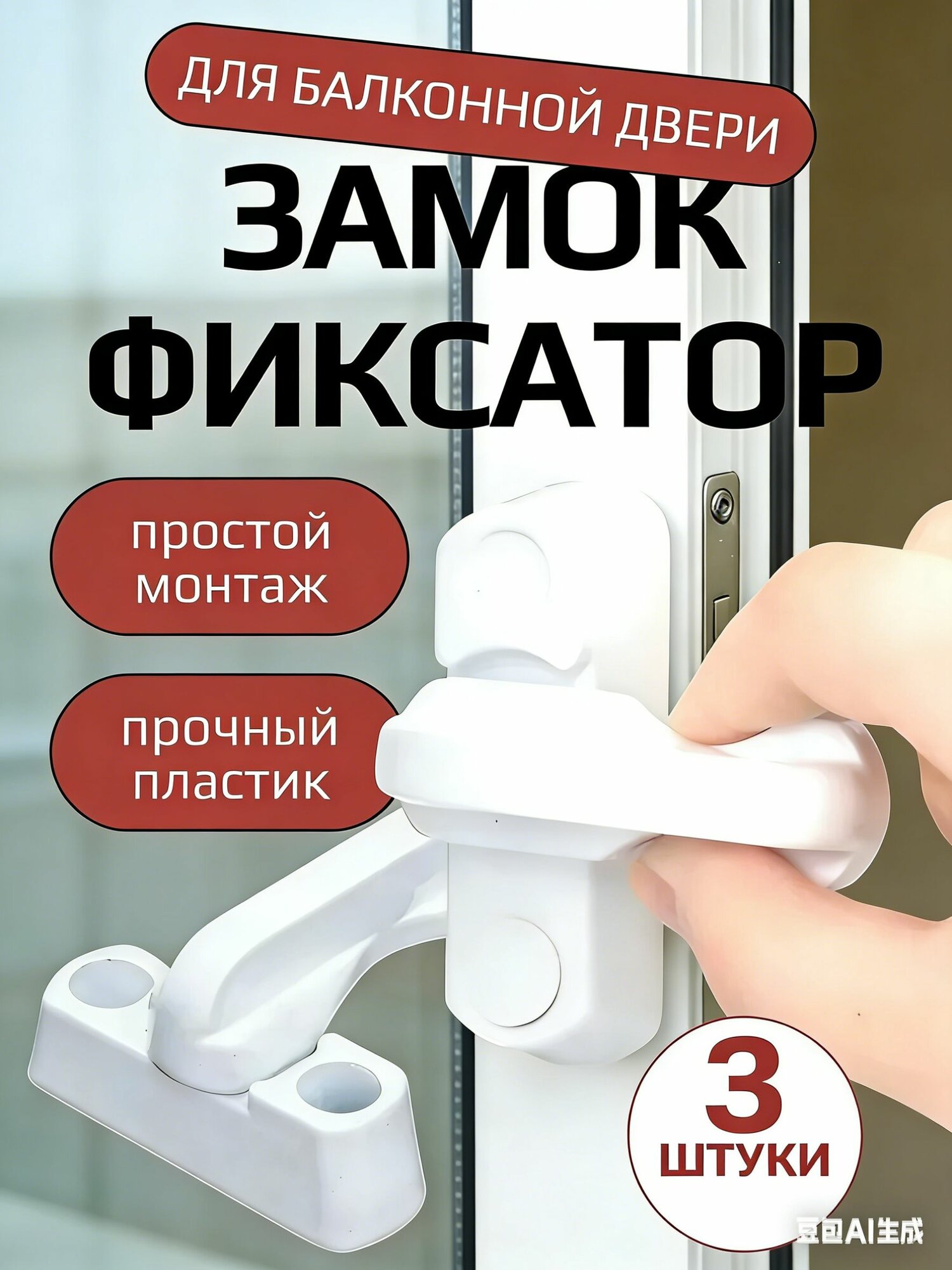 Защелка для балконной двери. Замок фиксатор балконной двери и окон ПВХ