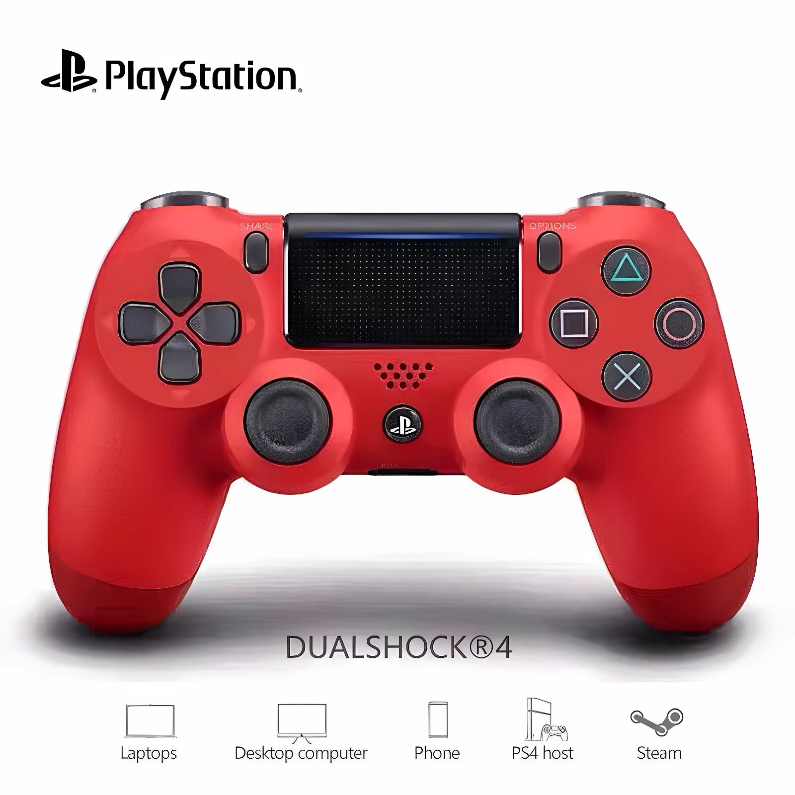 Беспроводной Bluetooth-контроллер PS4 для Android, смартфона, ПК и Steam — Красный
