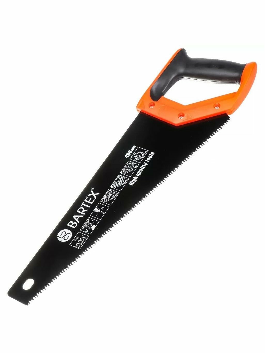 Ножовка по дереву Bartex Expert E-400, 400 мм, закаленные зубья, тефлоновое покрытие, 3D-заточка, 7 TPI, прорезиненная ручка.