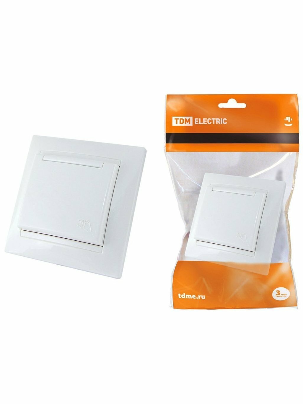 Розетка скрытой установки TDM Electric Лама SQ1815-0014, 1 гнездо, с заземлением, IP44, с крышкой и защитными шторками, белая