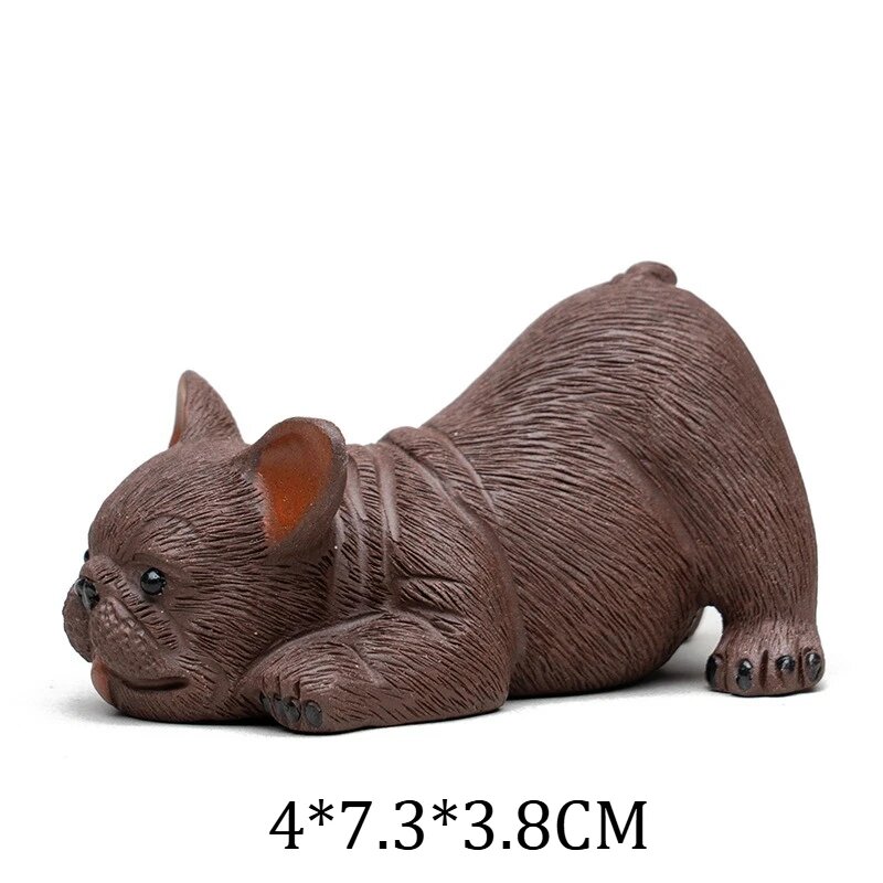 Фигурки французских бульдогов из фиолетовой глины Isin