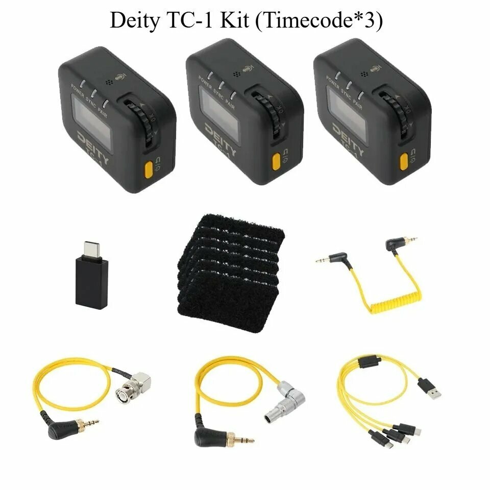Синхронный регистратор времени DEITY TC1 Kit (Time timecode*3) , Беспроводной генератор тайм-кодов Микрофон Time Coder Mic для записи видео Time Code Living Streaming
