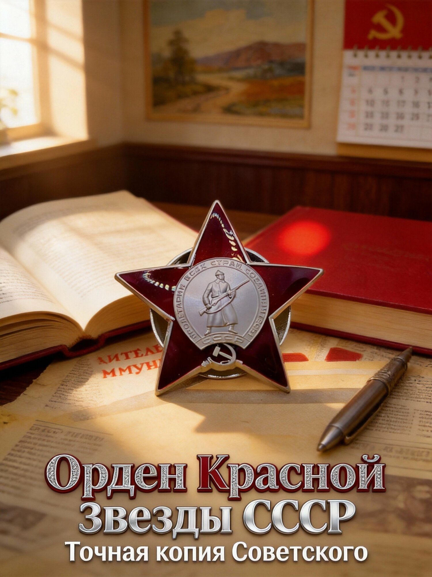 Орден Красной звезды СССР, сувенирная точная копия из металла с эмалью, соответствует размерам оригинала — не является государственной наградой