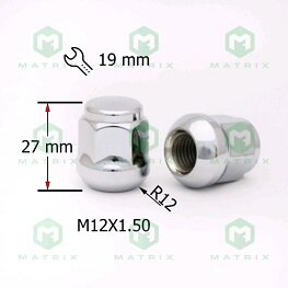 Гайка колеса М12 х 1,5 сфера L=27мм S=19мм закрытая хром Honda (6