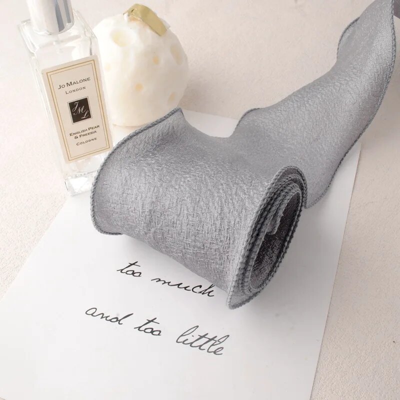 Лента атласная льняная Kindalulu 24 м Серый, 002 GREY