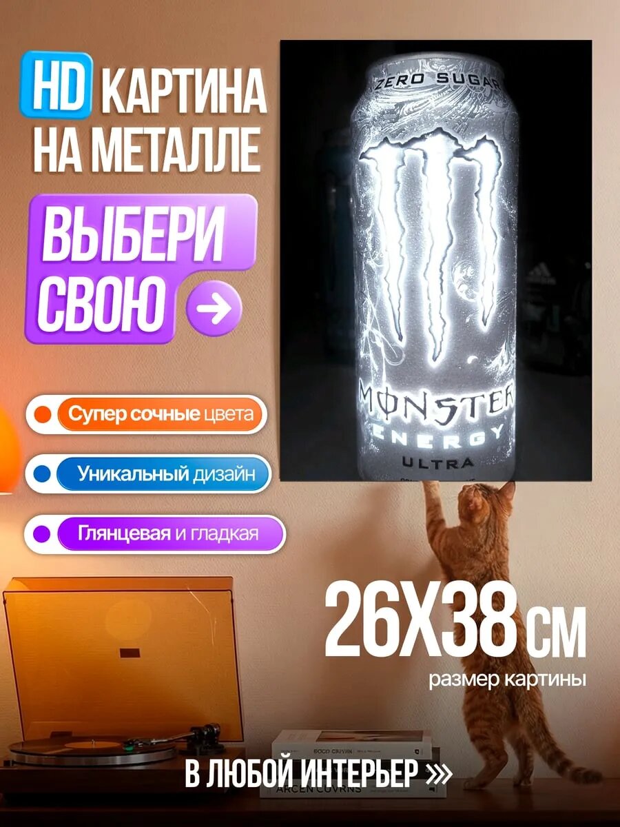 Картина на HD металле Банка Монстер Энерджи