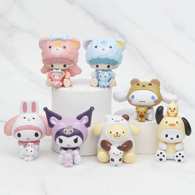 Набор фигурок Моя Мелодия, Куроми, Хеллоу Китти / Onegai My Melody 7шт (7см)