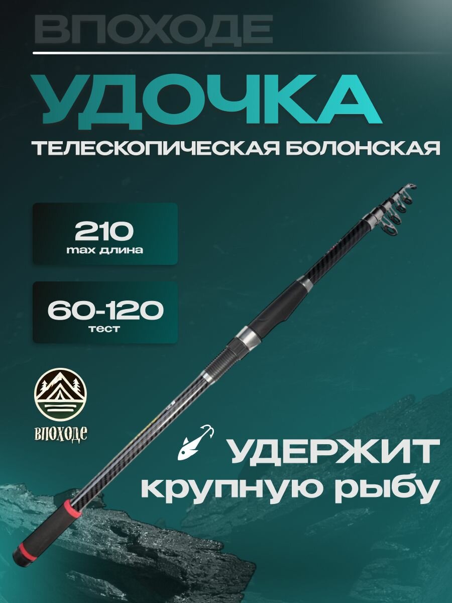 Удочка для рыбалки болонская, микадо-оптима 210 см, Карбон