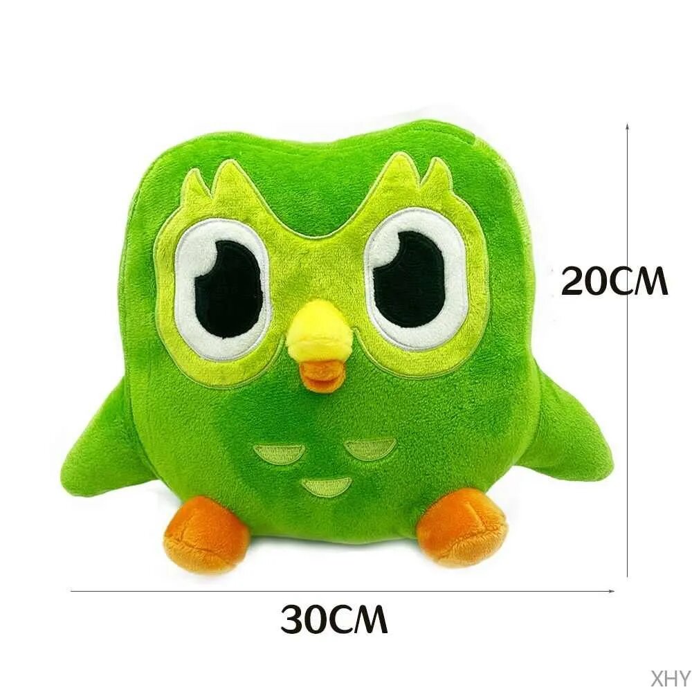 Плюшевая игрушка зеленого совушки Дуолинго размером 20*30 см, подарок ко дню рождения Duolingo немногочисленным детям