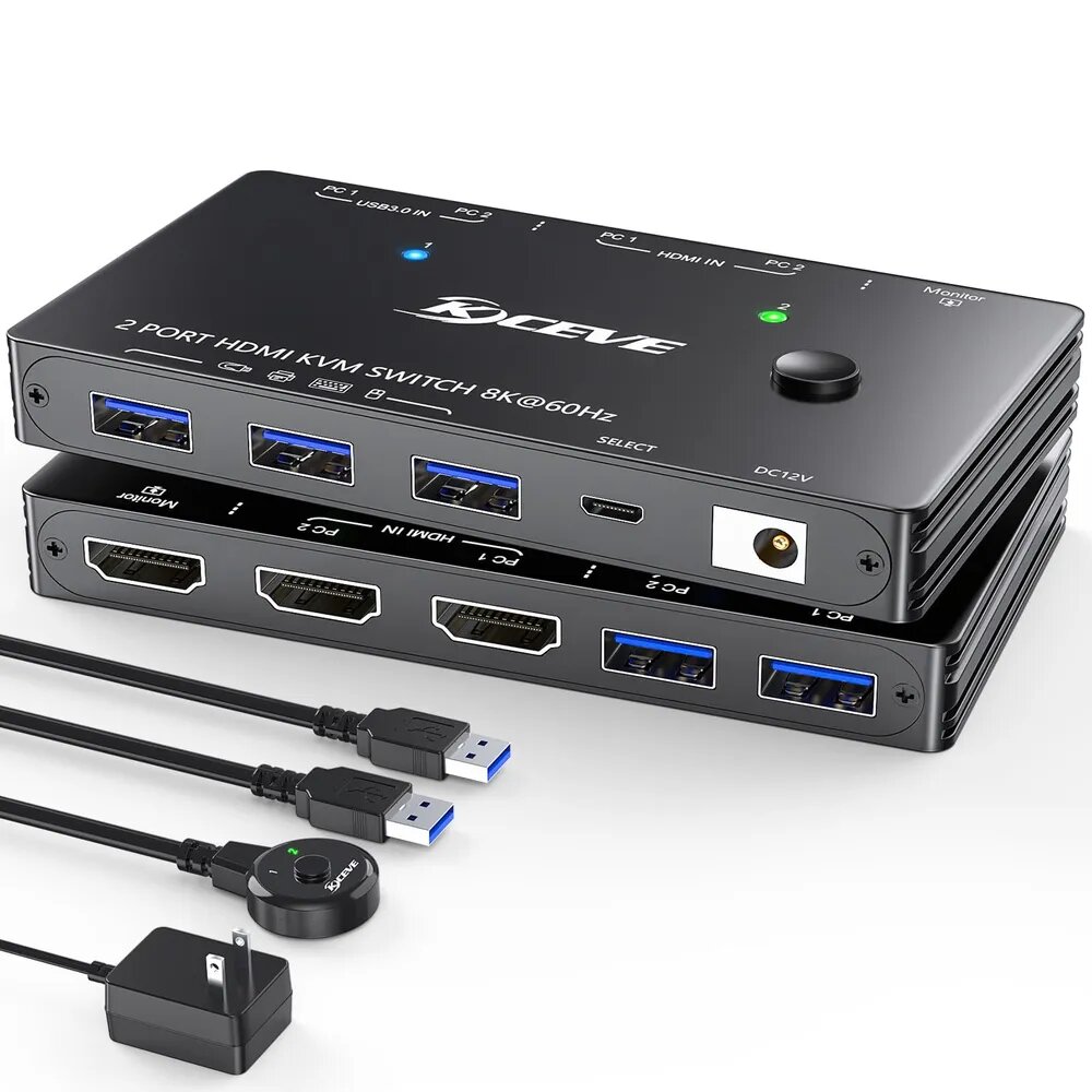 Переключатель 8K KVM HDMI 2 8K@60Hz 4K@120Hz