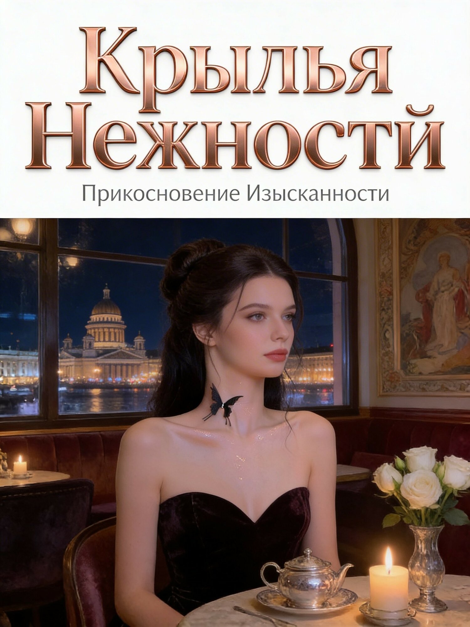 Чокер на леске Gorgona с подвеской бабочка, длина 35 см с застежкой-карабин и возможностью увеличения длины