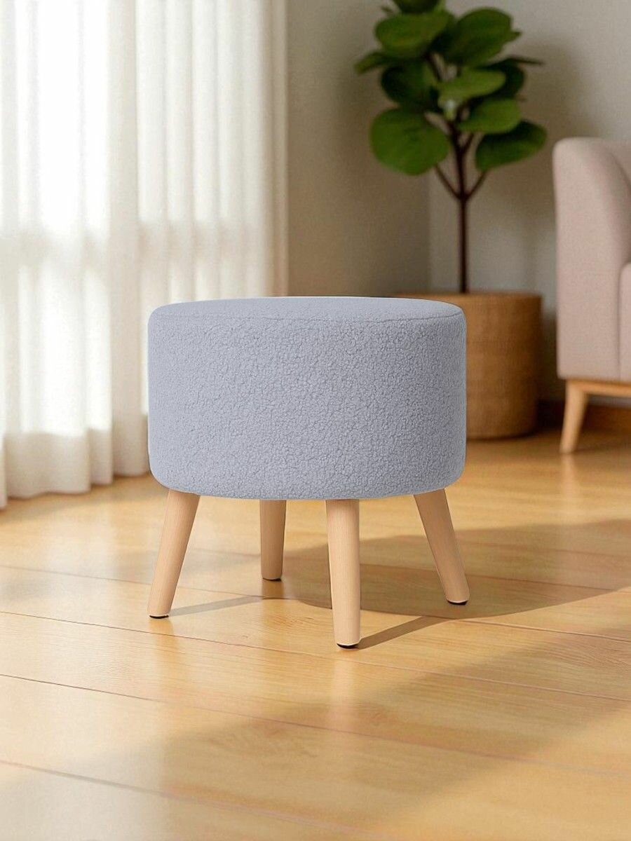 Пуф Лаки 40*43 пуф в прихожую букле серый Lamb eco 14