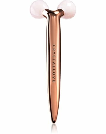 Crystallove Массажер для лица роликовый Rose Quartz 3D Lift & Sculpt Facial Roller, розовый кварц