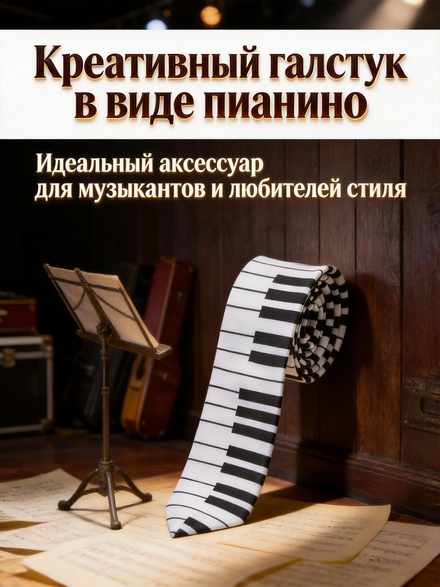 Креативный галстук в виде пианино, музыкальный аксессуар для концертов, тематических вечеринок и подарка