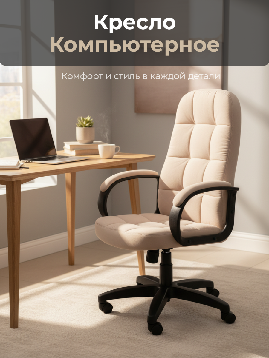 Кресло компьютерное Office Lab standart-1021 PLUS lux (КР22) велюр бежевый