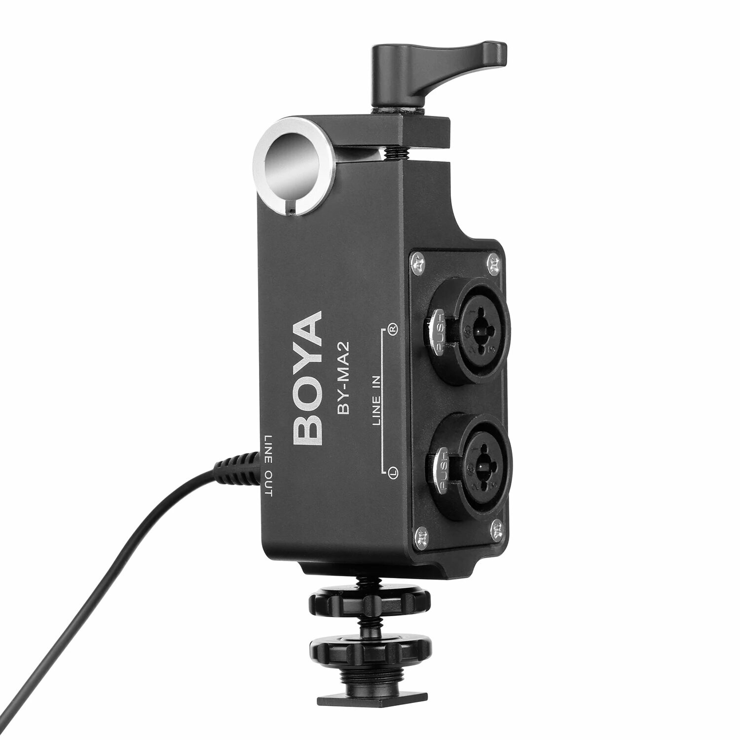 Boya BY-MA2 двухканальный аудиомикшер для записи XLR разъем 6,5 мм до 3,5 мм Беспроводная микрофонная система для цифровой зеркальной камеры Canon Nikon Sony