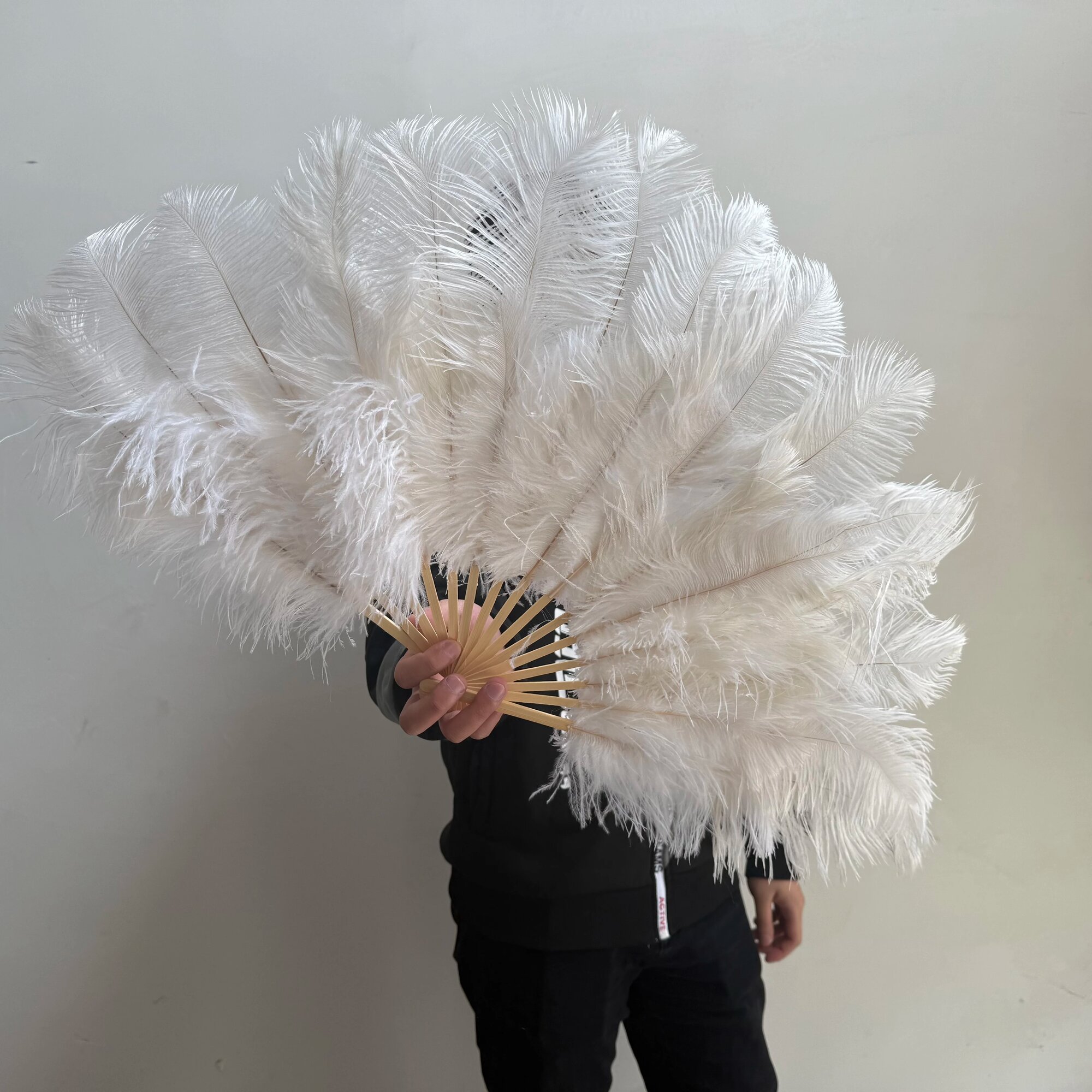 Веер из страусиных перьев 70 см Белый, 70cm, 2PCS Left Right