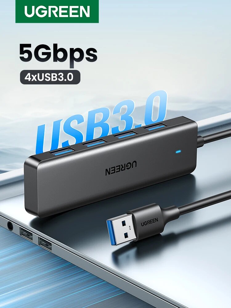 UGREEN USB 3.0 концентратор 4 порта, 60см — фото 1