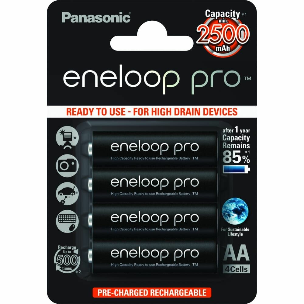 Аккумуляторы Panasonic eneloop pro bk-3hcde/4be 6330