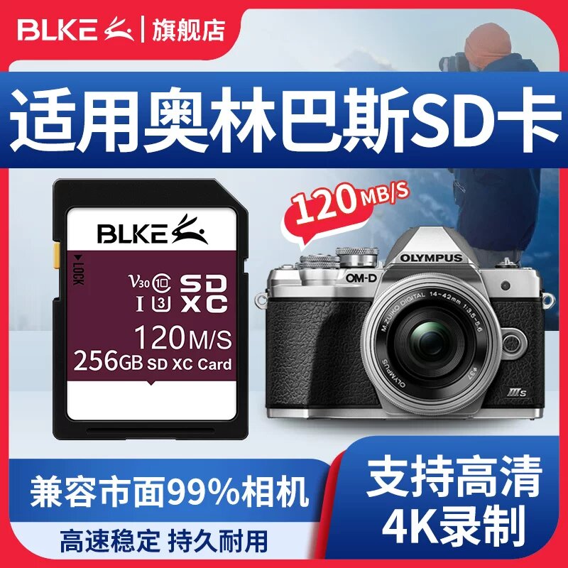 Карта памяти SD Olympus для камер, 256 ГБ, класс скорости V60, скорость чтения 250 МБ/с, в комплекте с адаптером