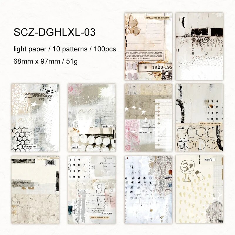 Бумага для скрапбукинга SCZ-DGHLXL-03, 10 дизайнов, 100 шт