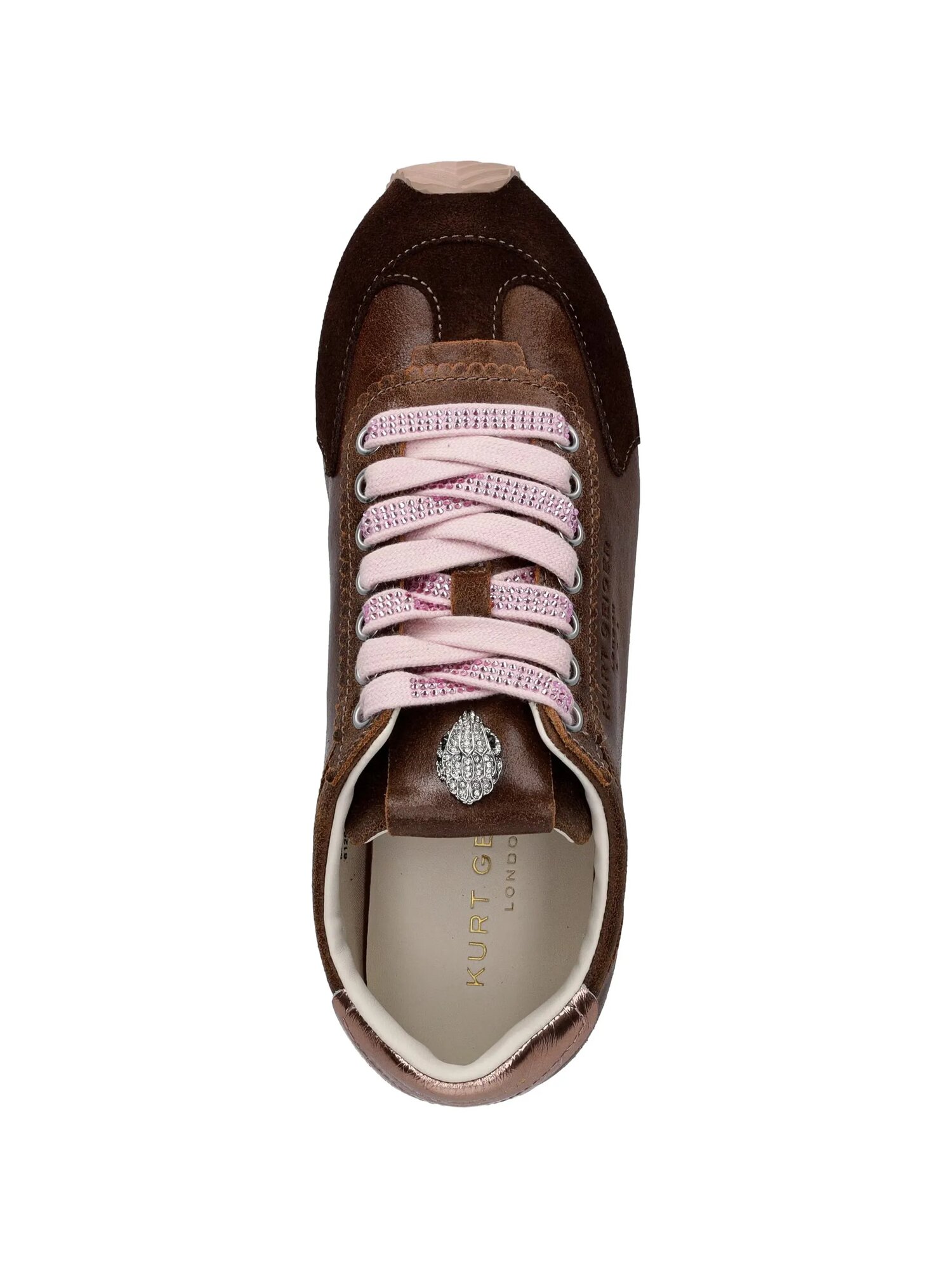 Кроссовки KURT GEIGER Crystal-embellished Eagle-head sneakers, размер 41, brown — фото 1