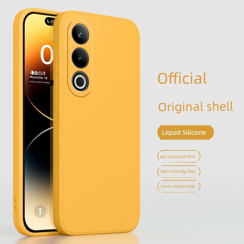 Чехол для смартфона OPPO K12 из жидкой силикона в солнечном желтом, матовая текстура, противоударная защита
