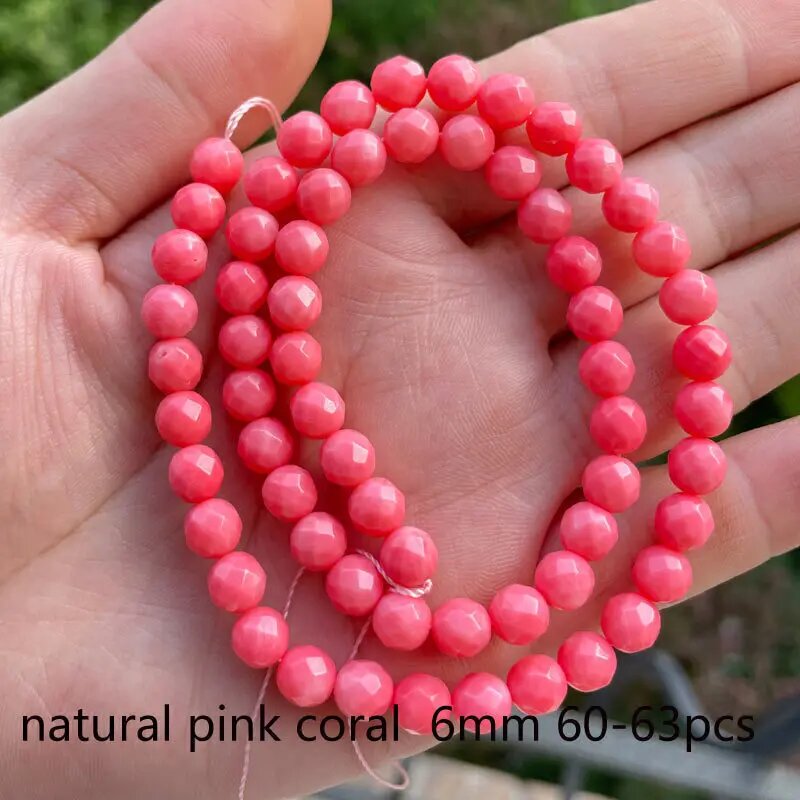 Коралловые бусины jbyzbsm 15 дюймов Розовый, 6mm faceted