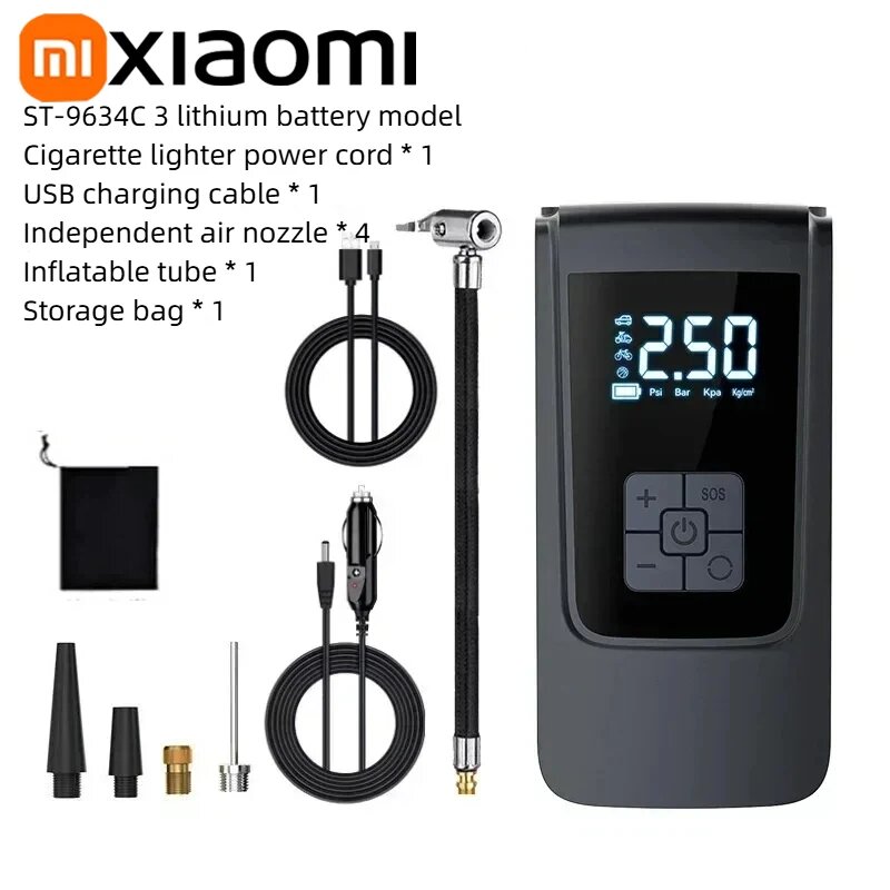Xiaomi ST-9634C Автомобильный насос с дисплеем, Wireless DC USB