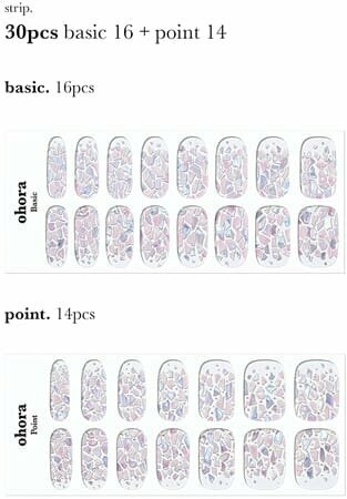 Наклейки для ногтей Ohora Gel Nail Sticker N Petal Rain, оттенок ND-351, лиловый, сияющий, с блестками, 30 шт
