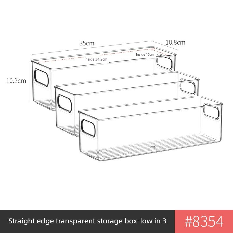 Прозрачная косметическая коробка 35x10.8x10.2 см, комплект из 3 шт для организации на столе