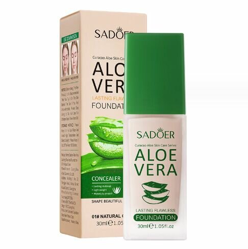 Тональный крем-консилер Sadoer Aloe Vera, тон: слоновая кость, 30мл