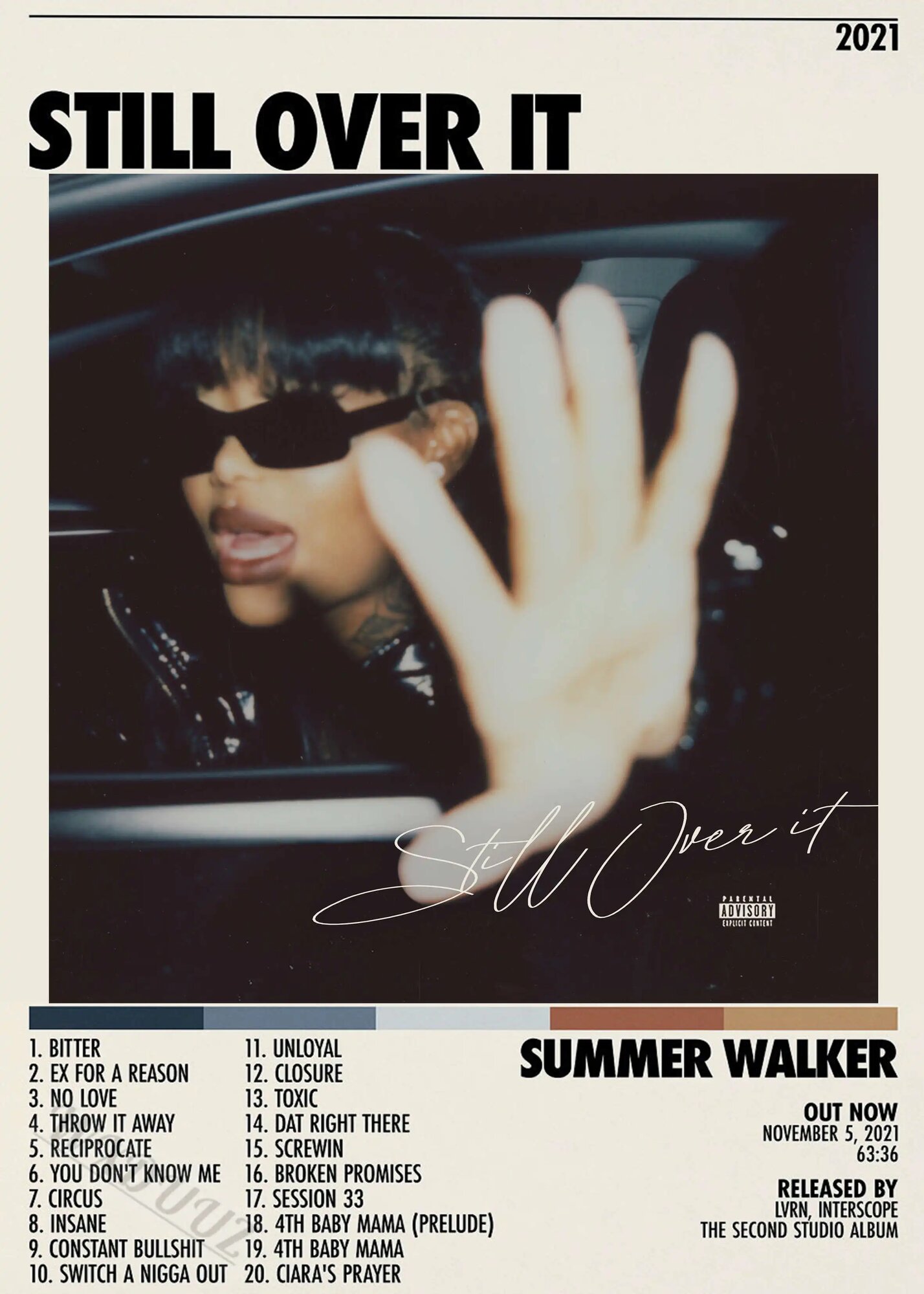 Плакат Summer Walker Still Over It, 20x30см, черный
