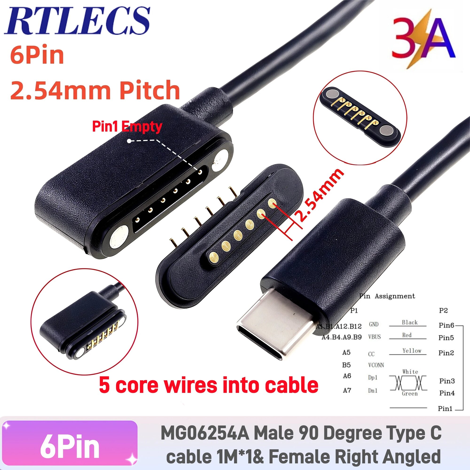 RTLECS MG06254A Type-C 6Pin 90° Female