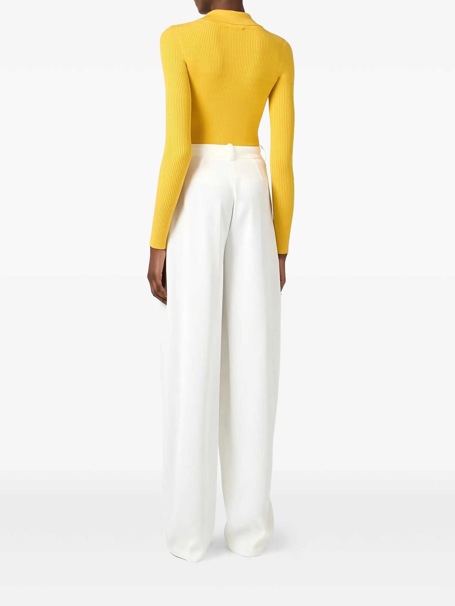 Боди бельевое Elisabetta Franchi Micro-braided knit bodysuit, размер 38, yellow — фото 1