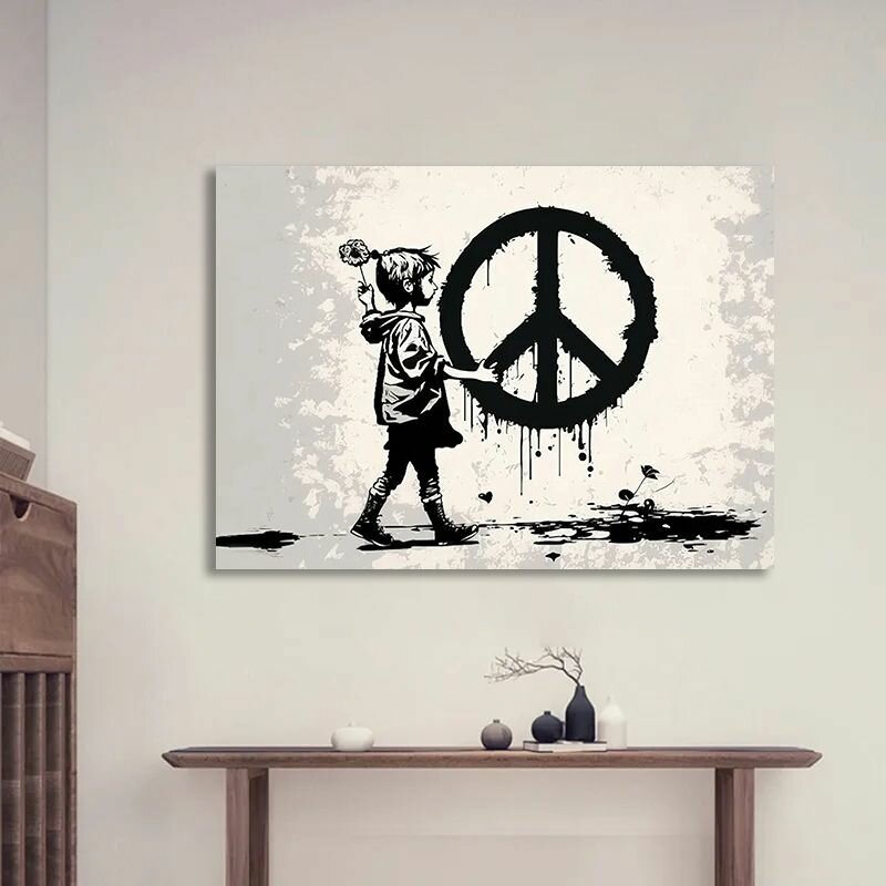 Картина Banksy "Граффити", холст, на подрамнике, крепление "крокодил", 20x30 см