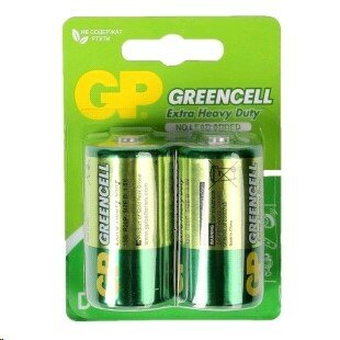 Элемент питания (батарейка) C (R14) GP GreenCell солевая 2шт блис